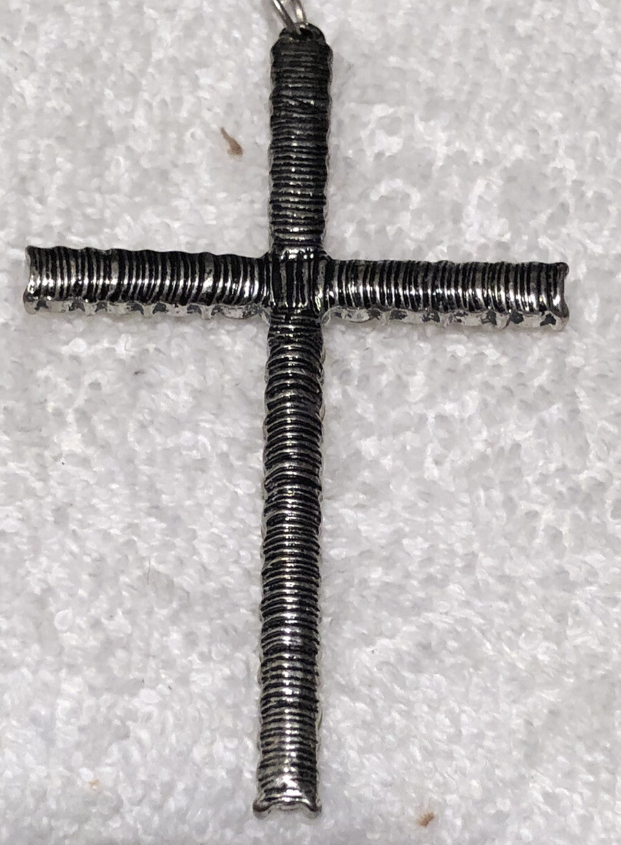 Clear Rhinestone 3 inch Cross with Silvertone Necklace - Gem