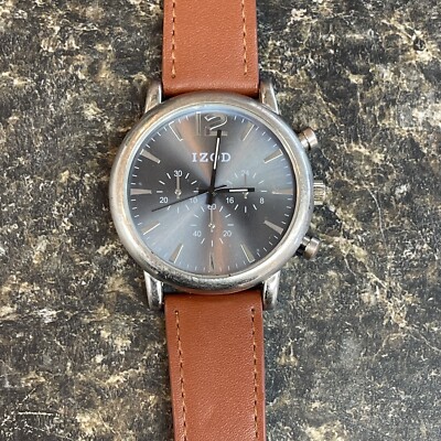 Izod Brown Faux Leather Classic Faux Chronograph Mens Watch | eBay