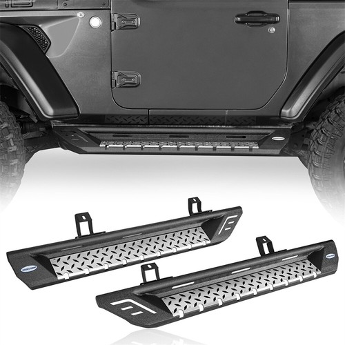 Pair Side Steps Running Boards Slider Rails for 2018-2025 Jeep Wrangler ...