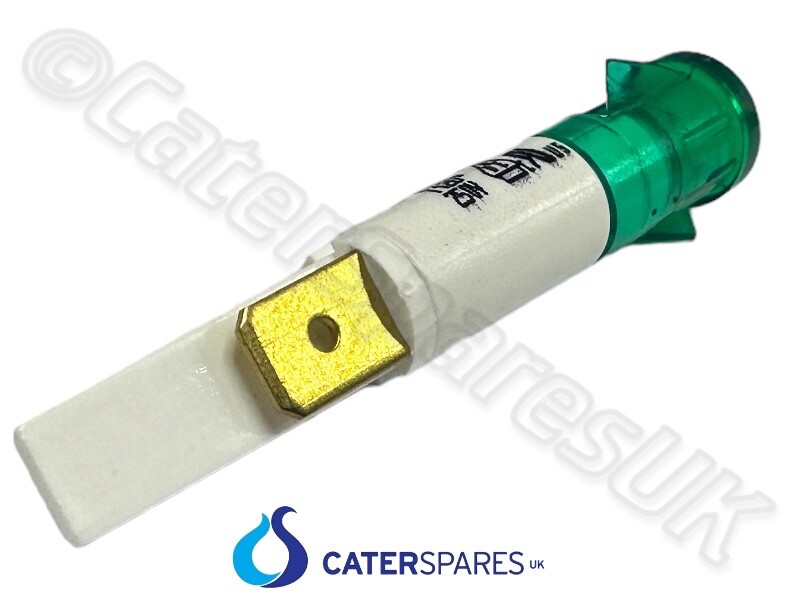 UNIVERSAL GREEN 9MM ROUND PUSH IN / NEON INDICATOR LAMP / BULB 230V 2 ...