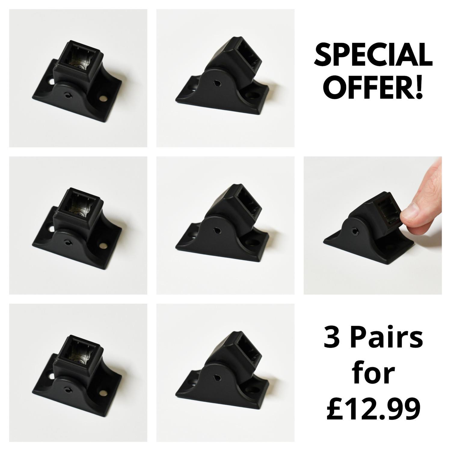 Three Pairs of Metal Adjustable Rake Brackets for Stair Spindles - 6x ...