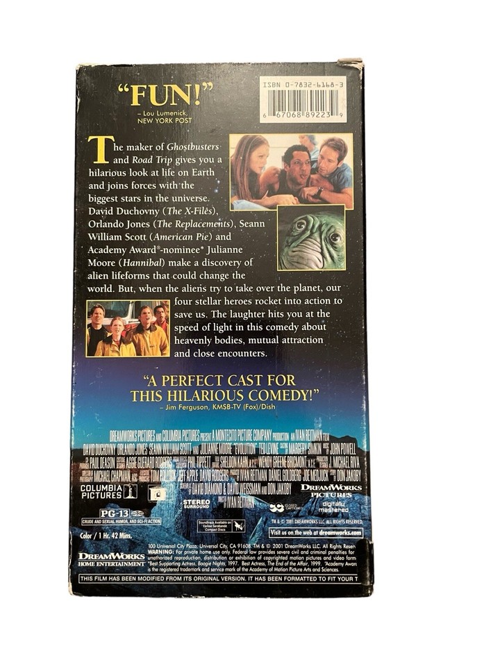 Evolution VHS 2001 Video Tape Duchovny Sci Fi Horror Comedy Blockbuster ...