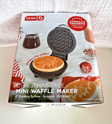 Dash Christmas Tree Mini Waffle Maker 4" Cooking Surface Non Stick-350 ...