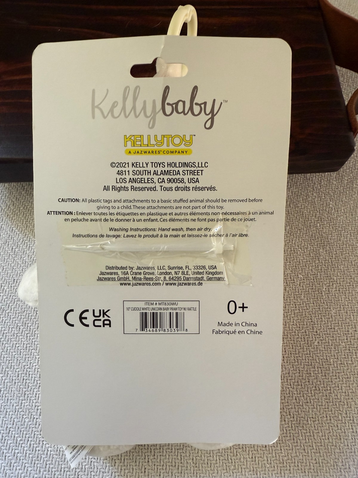 Kelly Toy Kelly Baby Cream Unicorn Rattle Plush Baby Toy Stroller Clip ...