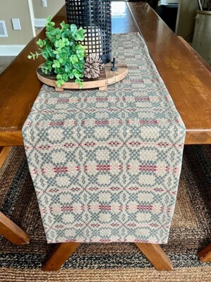 New Primitive GREEN PATRIOT KNOT TABLE RUNNER Woven Coverlet Table ...