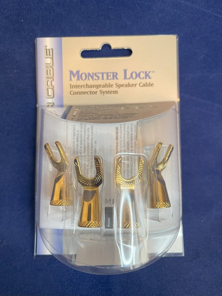 Monster Lock Angled Gold Spades (Large) Interchangeable Speaker Cable ...
