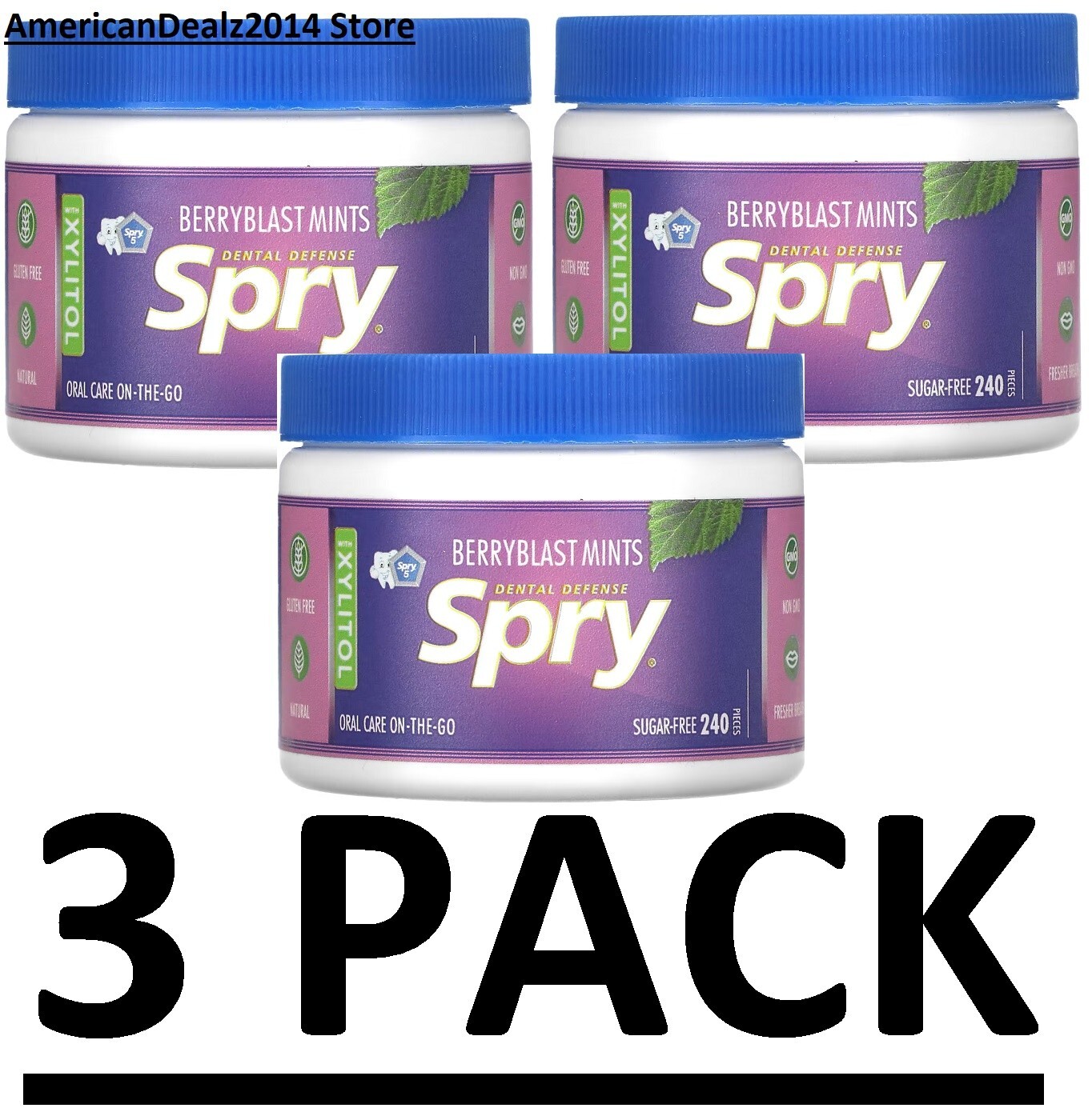 3 PACK - Xlear Spry Berryblast Mints Sugar Free 240 Ct (Total 720) | eBay