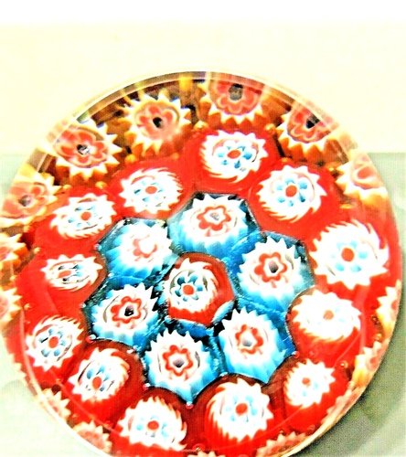 Pretty Paperweight Millefiori FLOWERS IN CLEAR ART GLASS MADE CHINA | eBay