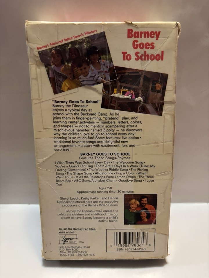 Barney Goes to School VHS VTG Video Sing-Along 1990 Tested Free Fast ...