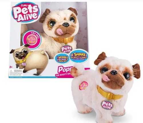 Zuru Pets Alive Poppy The Booty Shakin' Pug Interactive Plush Toy New ...