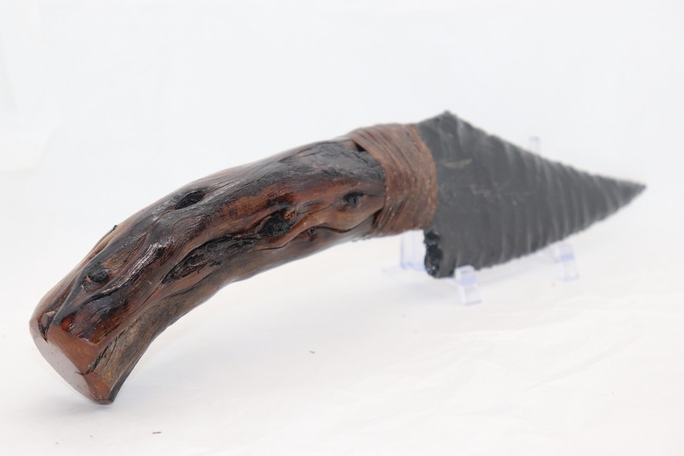 Flint Knapped Obsidian Knife Blade-Burnt Western Sagebrush Handle ...