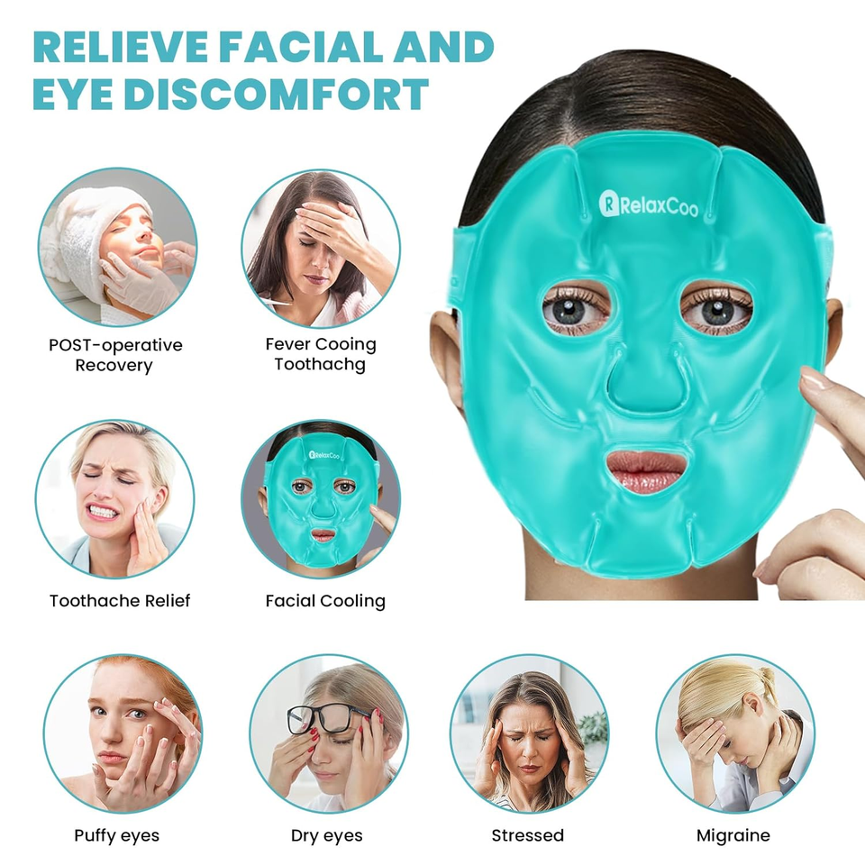 Cold Face Eye Mask Ice Pack Reduce Face Puff,Dark Circles,Gel Hot Cold ...