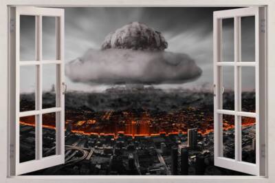 ATOM BOMB 3D Window View Decal WALL STICKER Art Decor Mural Nuclear FS ...