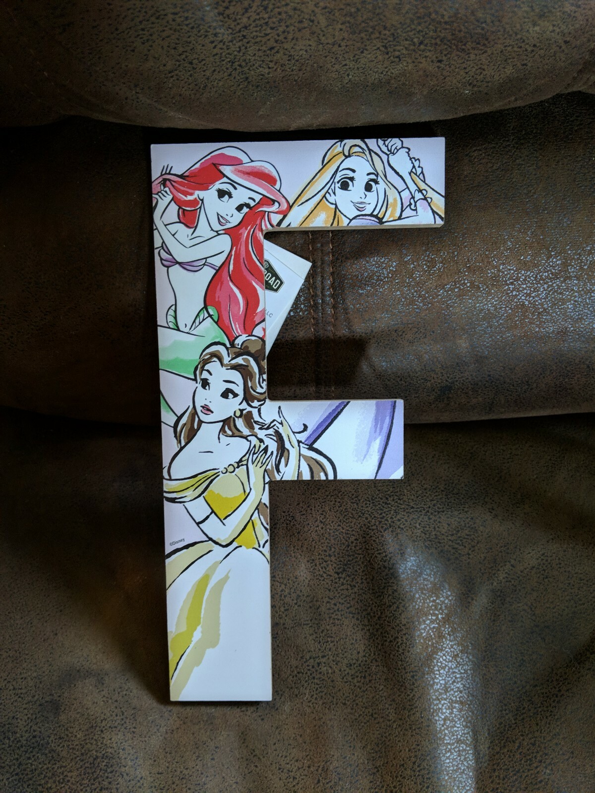 New Disney Princess MDF Sign Wall Decor Letter "F" Belle Ariel Initial ...