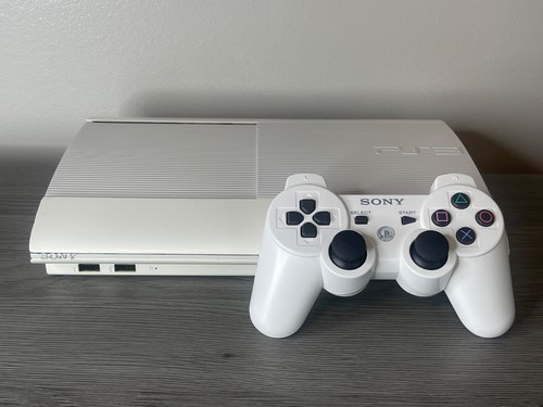 Sony PlayStation 3 WHITE PS3 Super Slim 500GB CECH-4001C Console w ...