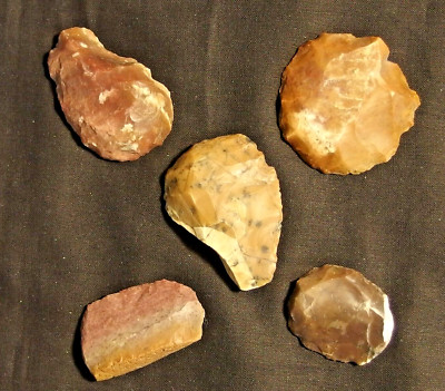 Lot of 5 Native American Knapped Flit Hide Scraper Tools--Wyoming Hell ...