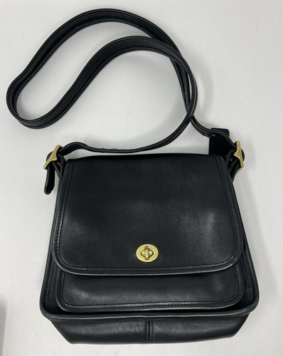 Vintage Coach Rambler Legacy Black Leather Crossbody Shoulder Bag 9061 ...