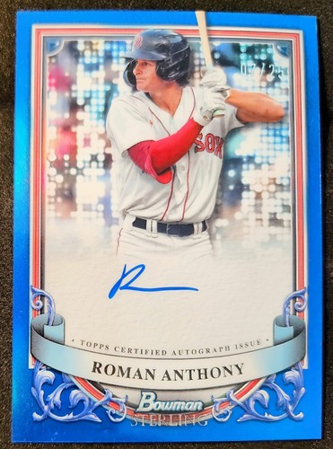 Roman Anthony 2024 Bowman Sterling Blue Refractor Auto /25 #1 Prospect ...