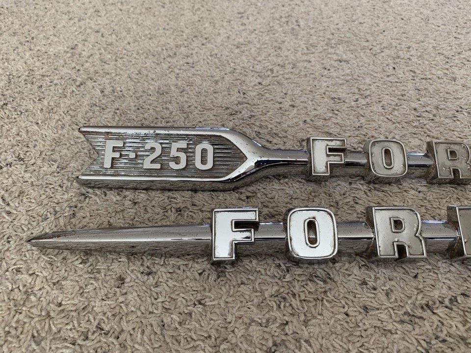 Vintage Original 1960 FORD Truck F-250 side hood Emblems Set | eBay