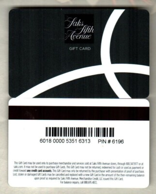 SAKS FIFTH AVENUE Intersecting Lines 2007 Gift Card ( $0 ) | eBay