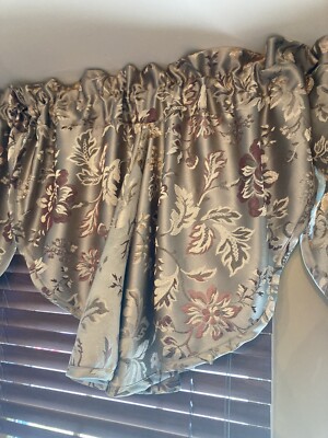 Vintage Bronze Floral Glossy Pleated curtains swags Set Of 6 valances ...