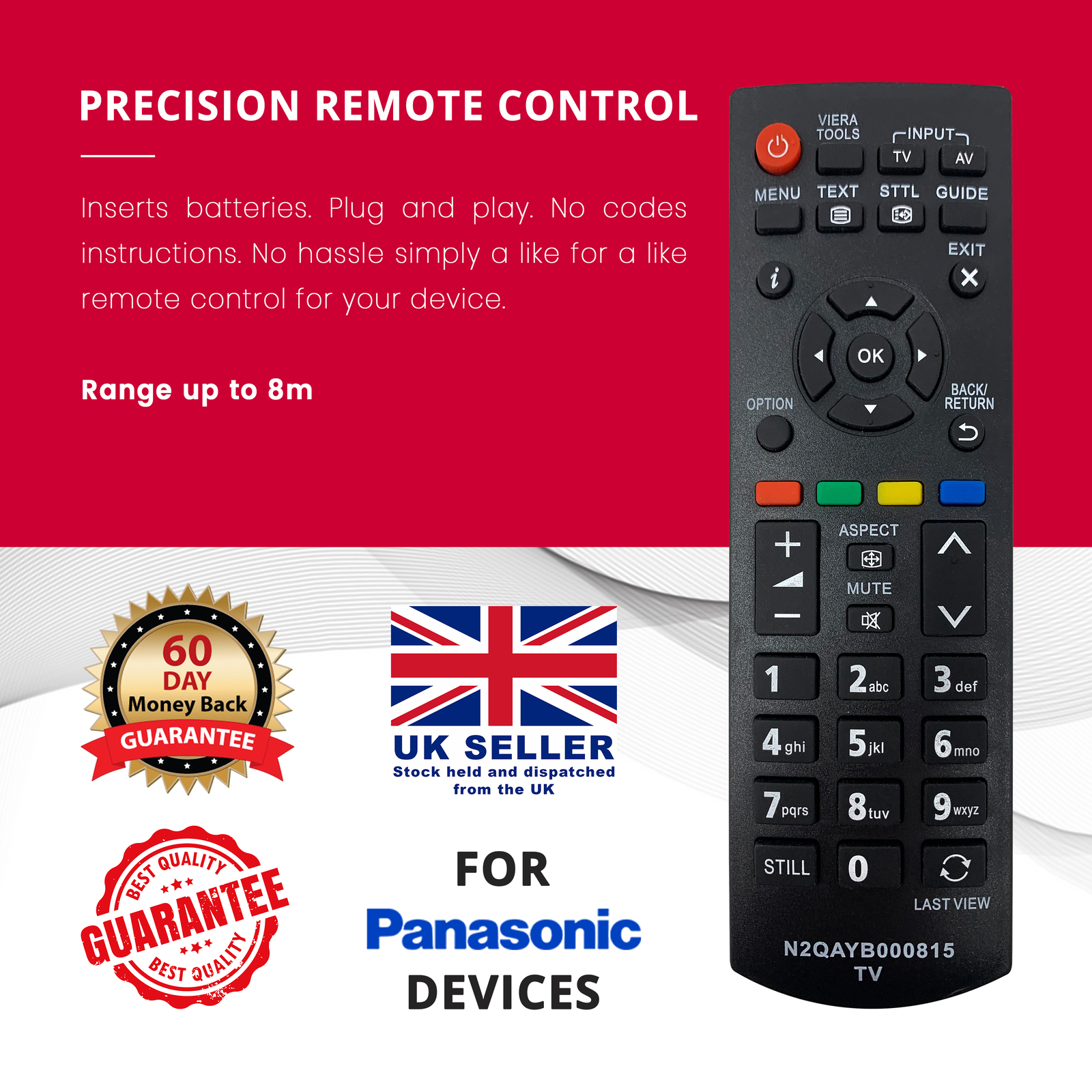 Remote Control For PANASONIC VIERA TV LCD PLASMA N2QAYB000815 ...