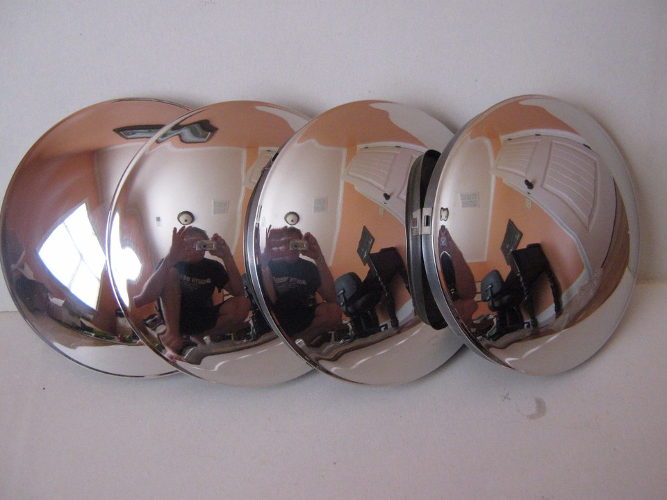Set of 4 - 8" Stainless Steel Baby Moon Hub Cap for Trailer, Dollies ...