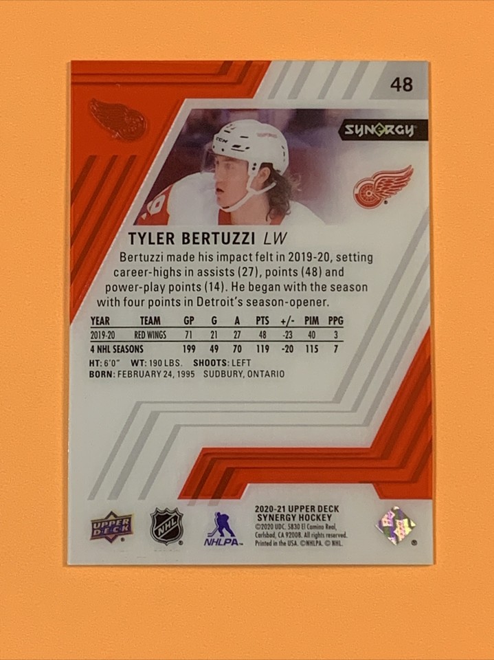 2020-21 Upper Deck Synergy Tyler Bertuzzi Red #48 Detroit Red Wings | eBay