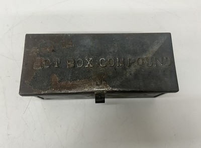 Vtg Hot Box Compound Storage Bin Railroad Embossed Lettering Galvanized ...