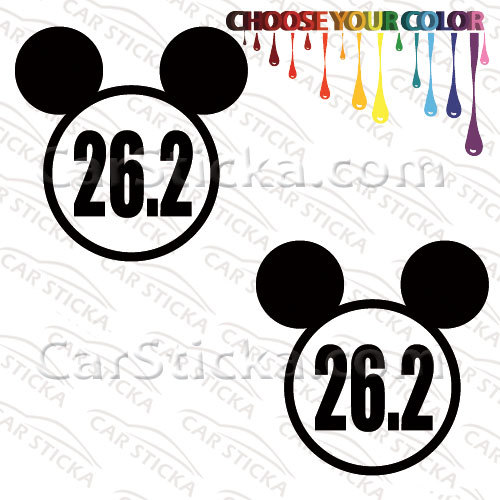 2 of 5" 26.2 Disney Mickey Marathon /A run bumper vinyl stickers decals ...