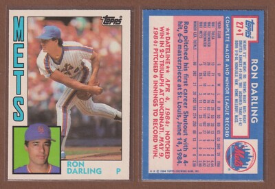 1984 Topps Traded #27T Ron Darling XRC Rookie - New York Mets - 733 - 🔥 ...