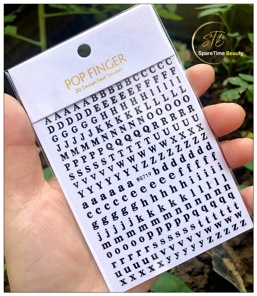 Art Latin Roman English Alphabet Letters Numbers 3D Nail Art Sticker 9 ...