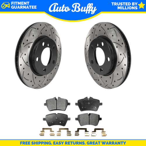 Front Drill Slot Brake Rotors Ceramic Pad Kit For Mini Cooper ...