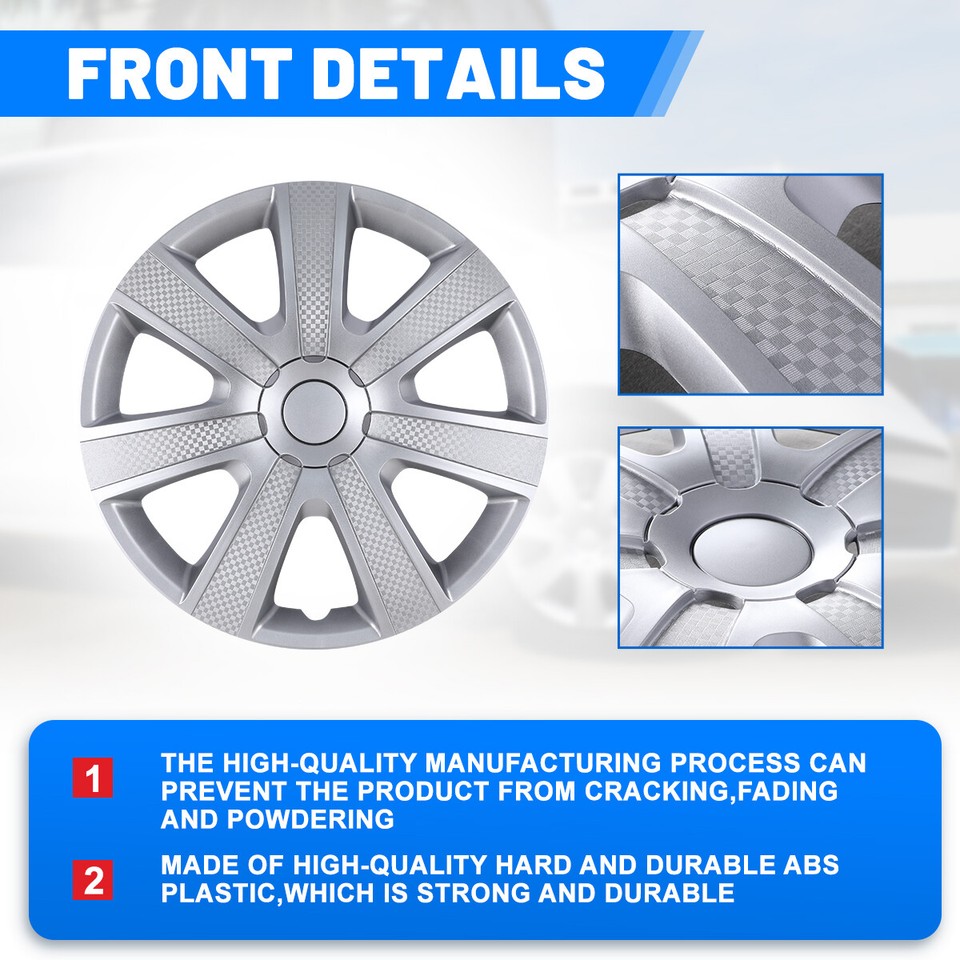 16" inch Set of 4 Silver Wheel Covers Rim Snap On Full Hub Caps fit R16 ...