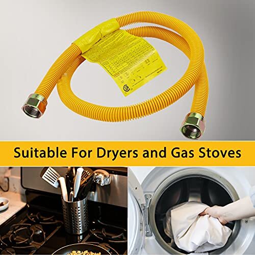 Hosile 48" Flexible Gas Line Kit for Dryer Stove Range Stainless Steel ...