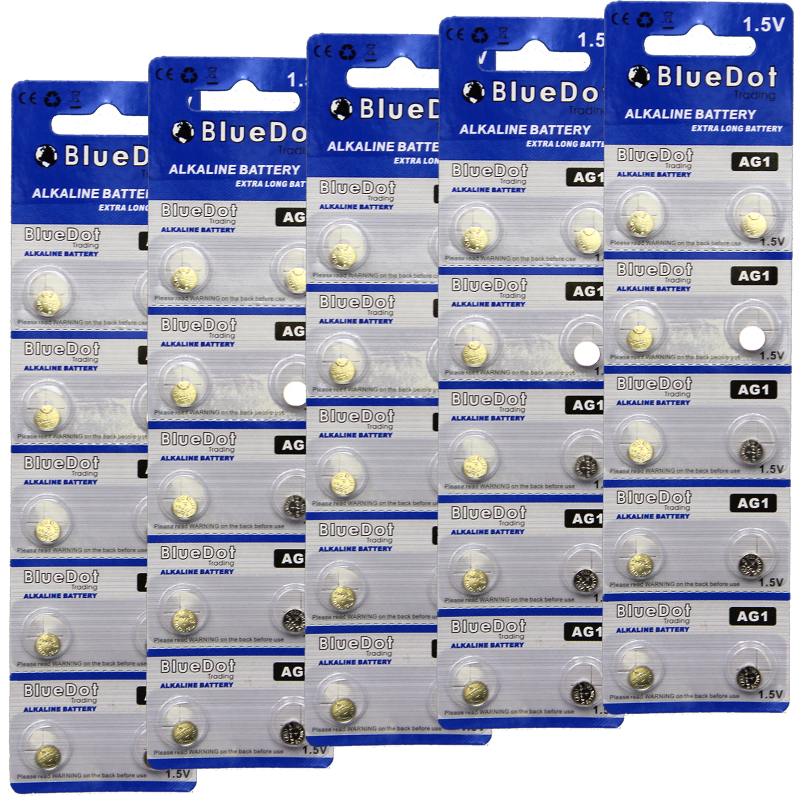 50 PCS LR60 AG1 364 LR621 1.5V Alkaline Battery - Carded by BlueDot ...