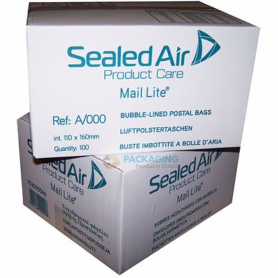 100 Mail Lite White Mailing Padded Postal Bags A/000 110MM X 160MM ...