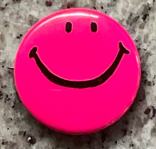 Hot Pink Vintage Original Happy Face Metal Pinback Button Smiley Pin | eBay