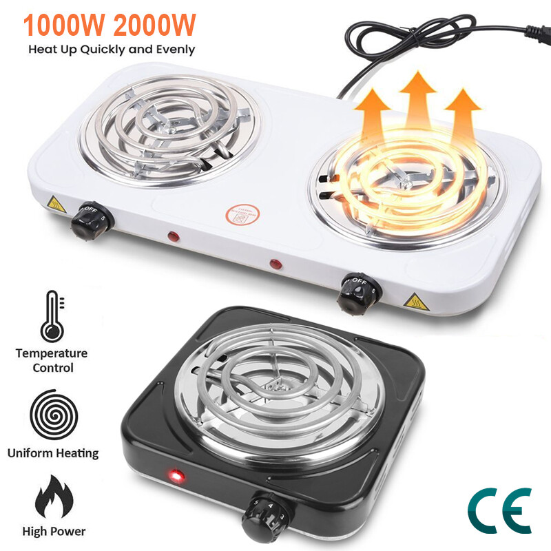 Portable Electric Single Double Burner Stove Hot Plate 1kw 2000W ...