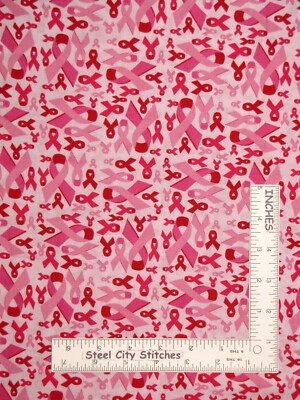 Breast Cancer Awareness Pink Ribbon Cotton Fabric David Textiles By The ...