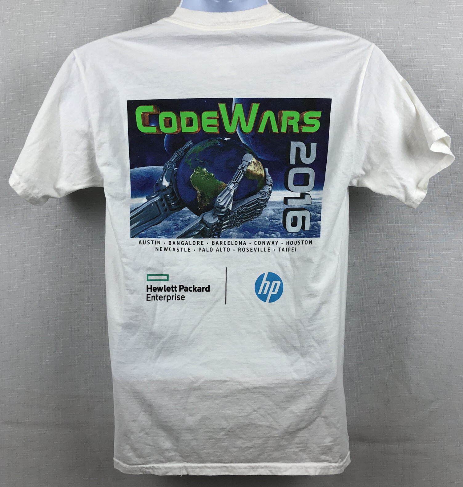 Hewlett Packard CodeWars 2016 Robot Planet Graphic Men’s Small White T ...