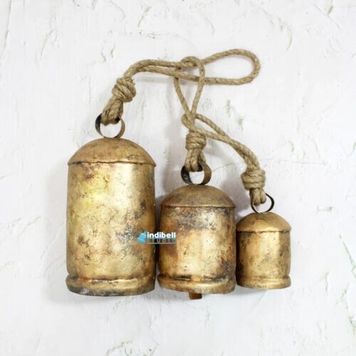 Golden Metal Rustic Farmhouse cow bells (8+6+4 Inch) Antique Christmas ...