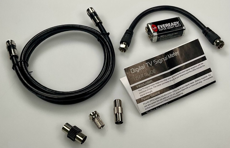 OTA TV Antenna Signal Strength Meter Kit w/ LED Display with 3ft Coax ...