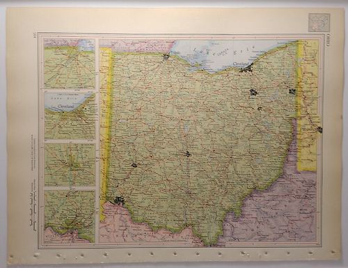 1957 Antique OHIO Atlas Map - Vintage Encyclopedia Britannica World ...