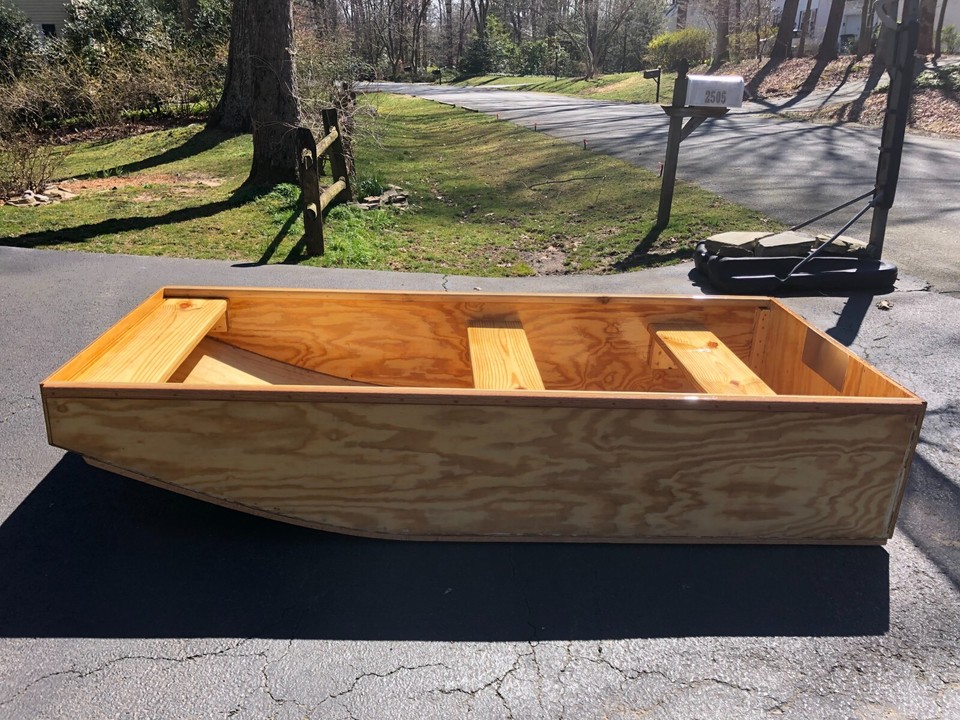 Wooden Flat Bottom Boat: 8ft Rowboat/Jon Boat - Sturdy, Sealed, Ready ...