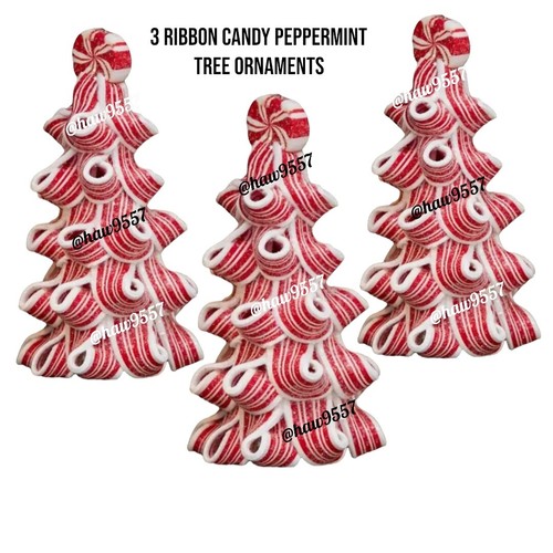 3 New Peppermint Christmas Tree Ornaments Retro Ribbon Candy Style | eBay