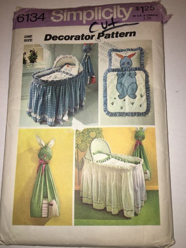 BABY INFANT CUT Simplicity 6134 SEWING Pattern BASSINET SKIRT PILLOW ...