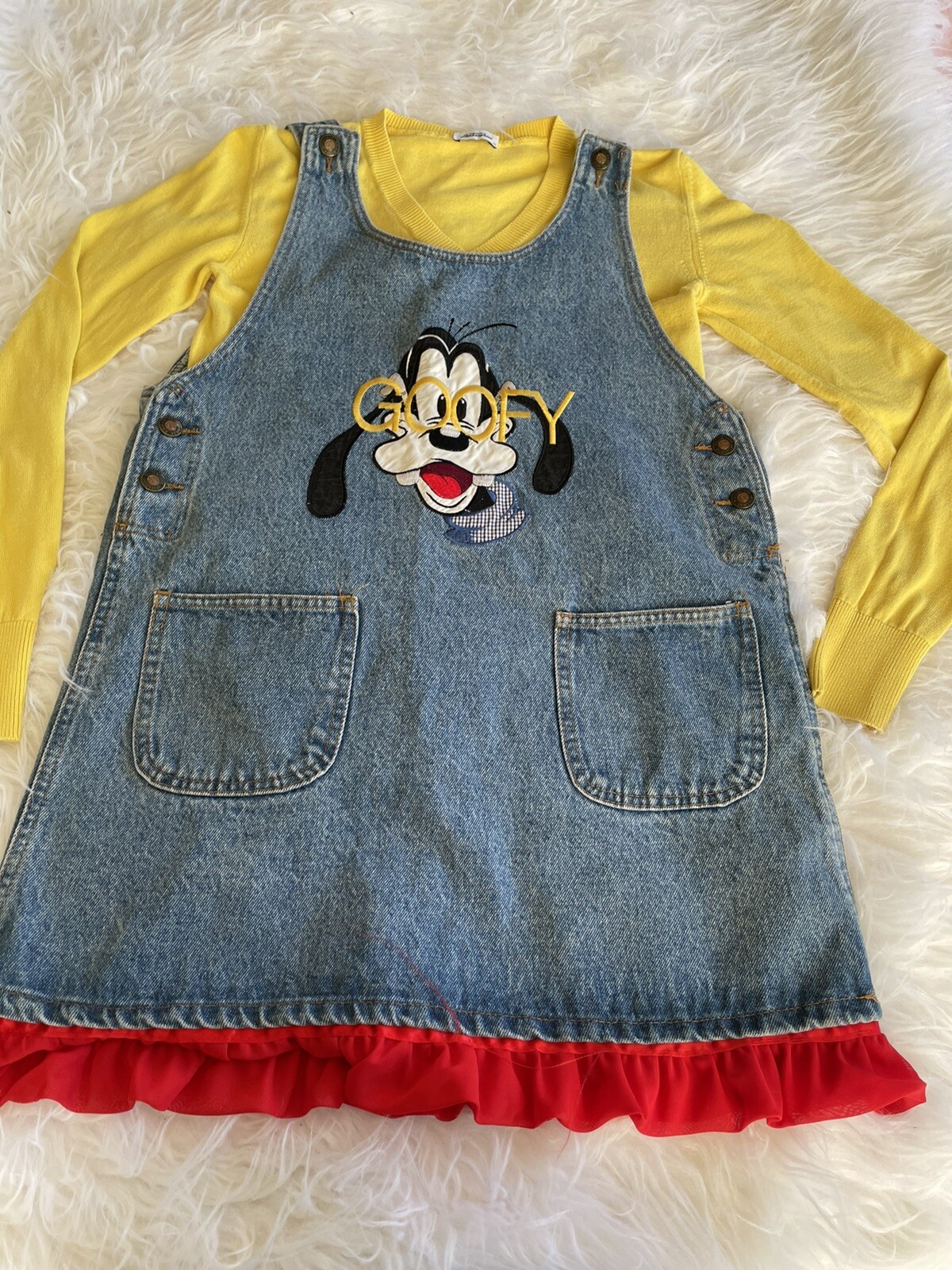 Vintage Preppy Disney Goofy Frilly Mini Dress & Yello… - Gem
