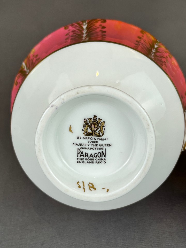 Paragon PINK & GOLD CABBAGE ROSE Footed Cup and Saucer Set by Reg ...