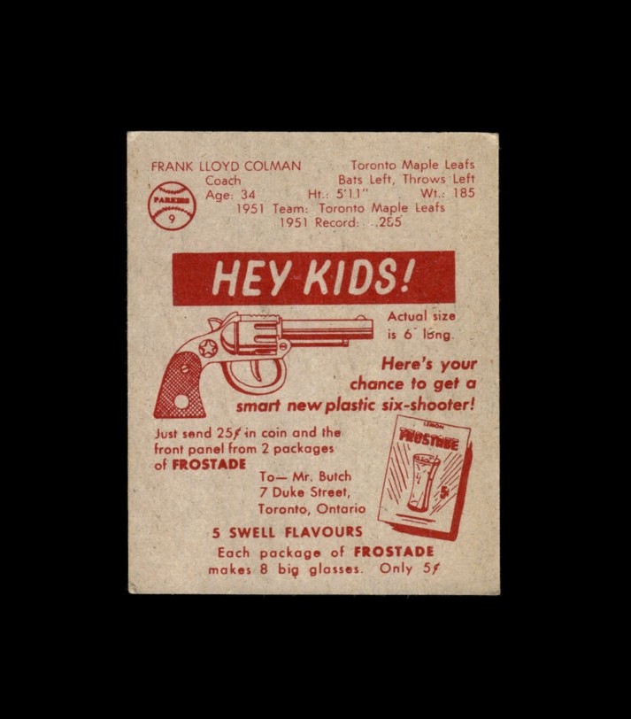 1952 Parkhurst Set-Break # 9 Frank Colman EX-EXMINT *GMCARDS* | eBay